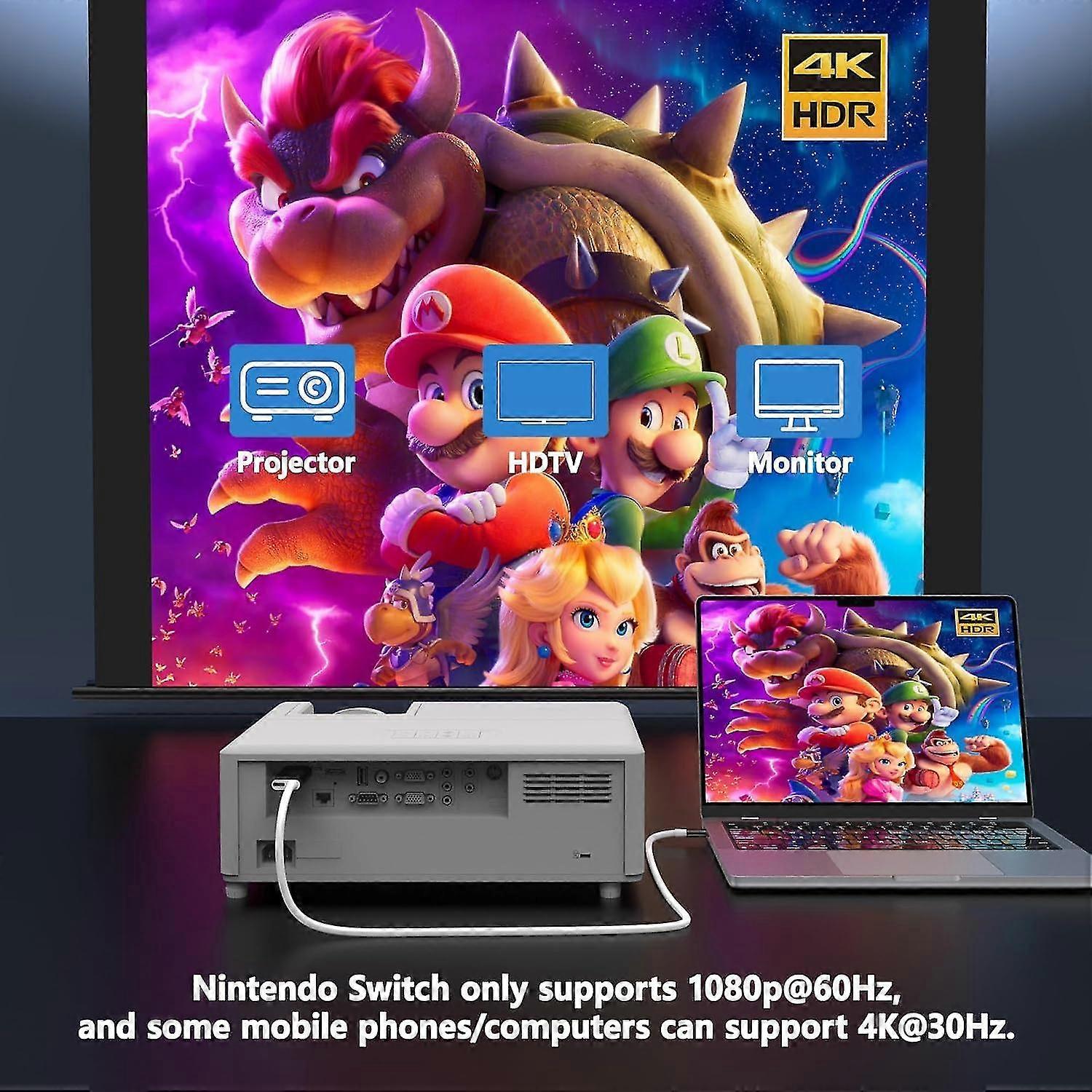 Cable Usb C A Hdmi Para Nintendo Switch / OLED, Cable 3 en 1 con 100w ...