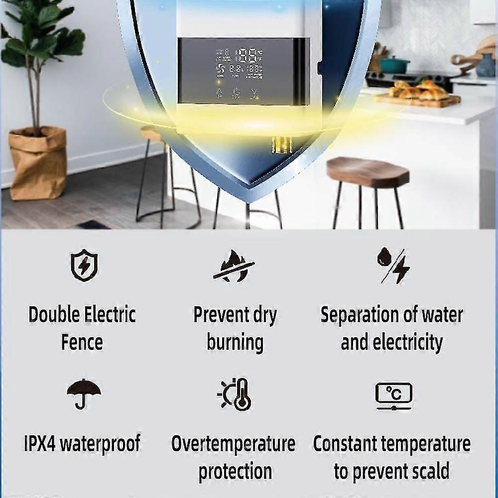 Instant Water Heater 3000W Electric Tankless Water Heater Wall-Mounted ...