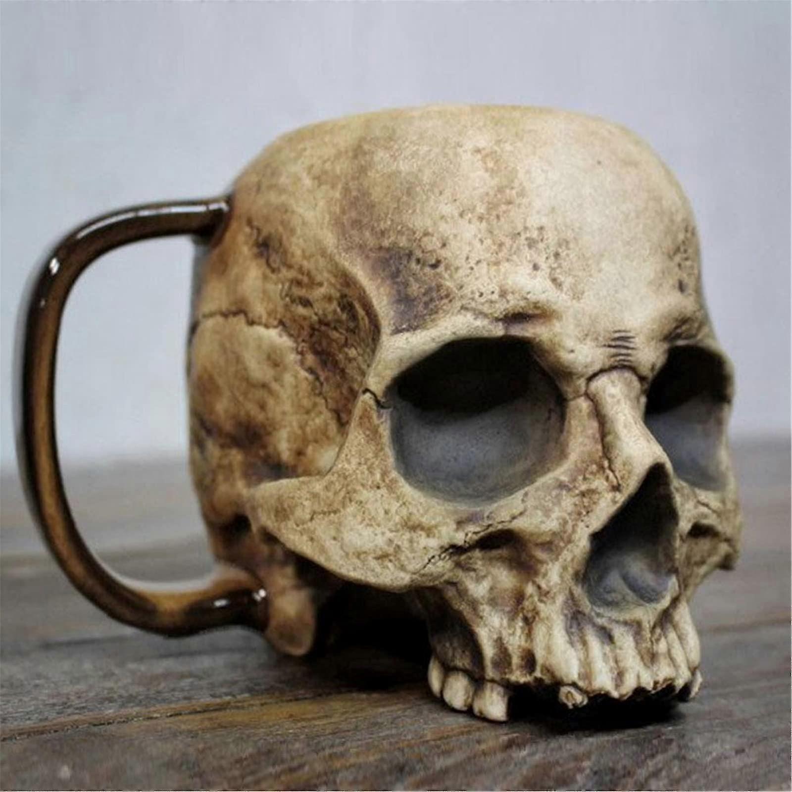 Skull Mug, Gothic Creepy Realistic Skull Mug, 3d Resin Skull Head Cup ...