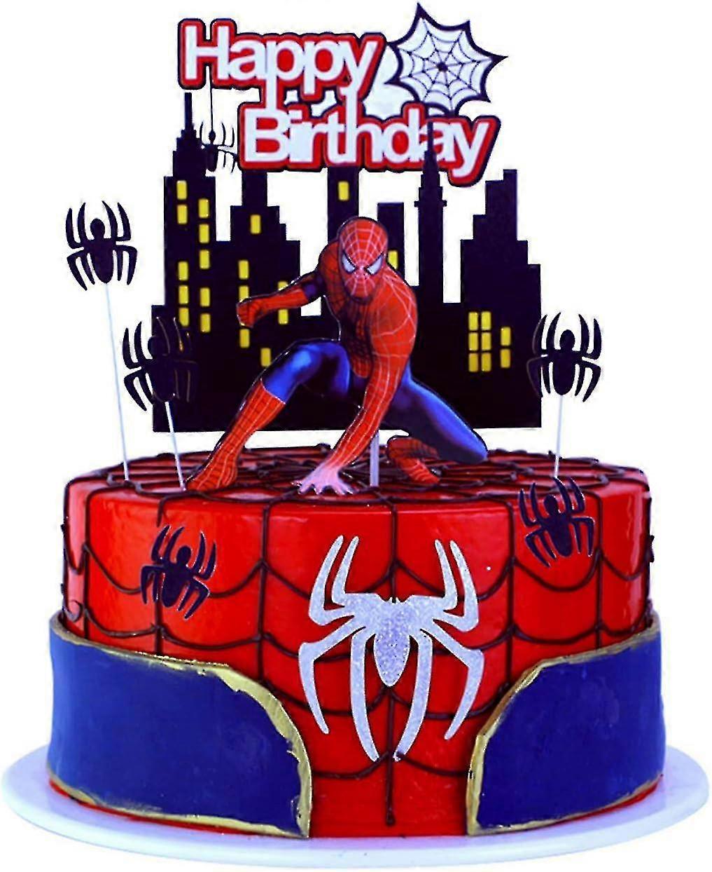 Happy Birthday Cake Topper Spider Man Cake Topper Cartoon Theme Party ...