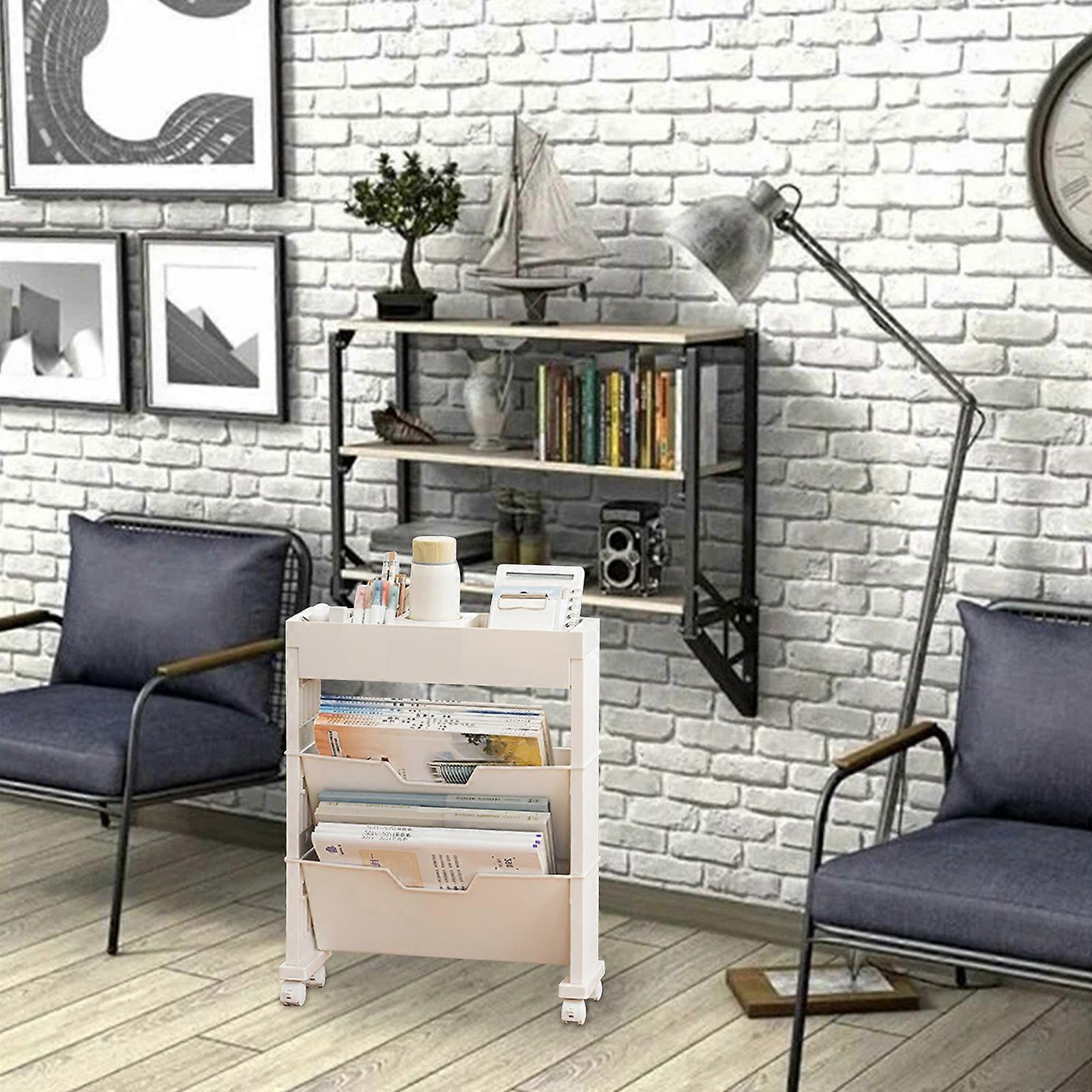 3-layer Rolling Utility Car, Mobile Bookshelf, Multifunctional Mobile ...