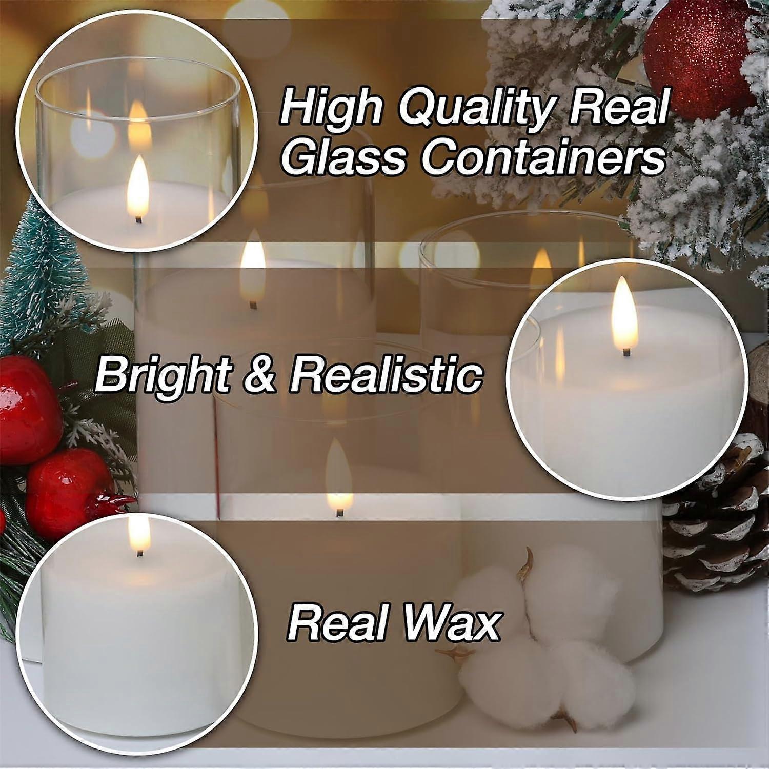 Clear Glass LED Candles with Remote Flickering Realistic Flameless ...