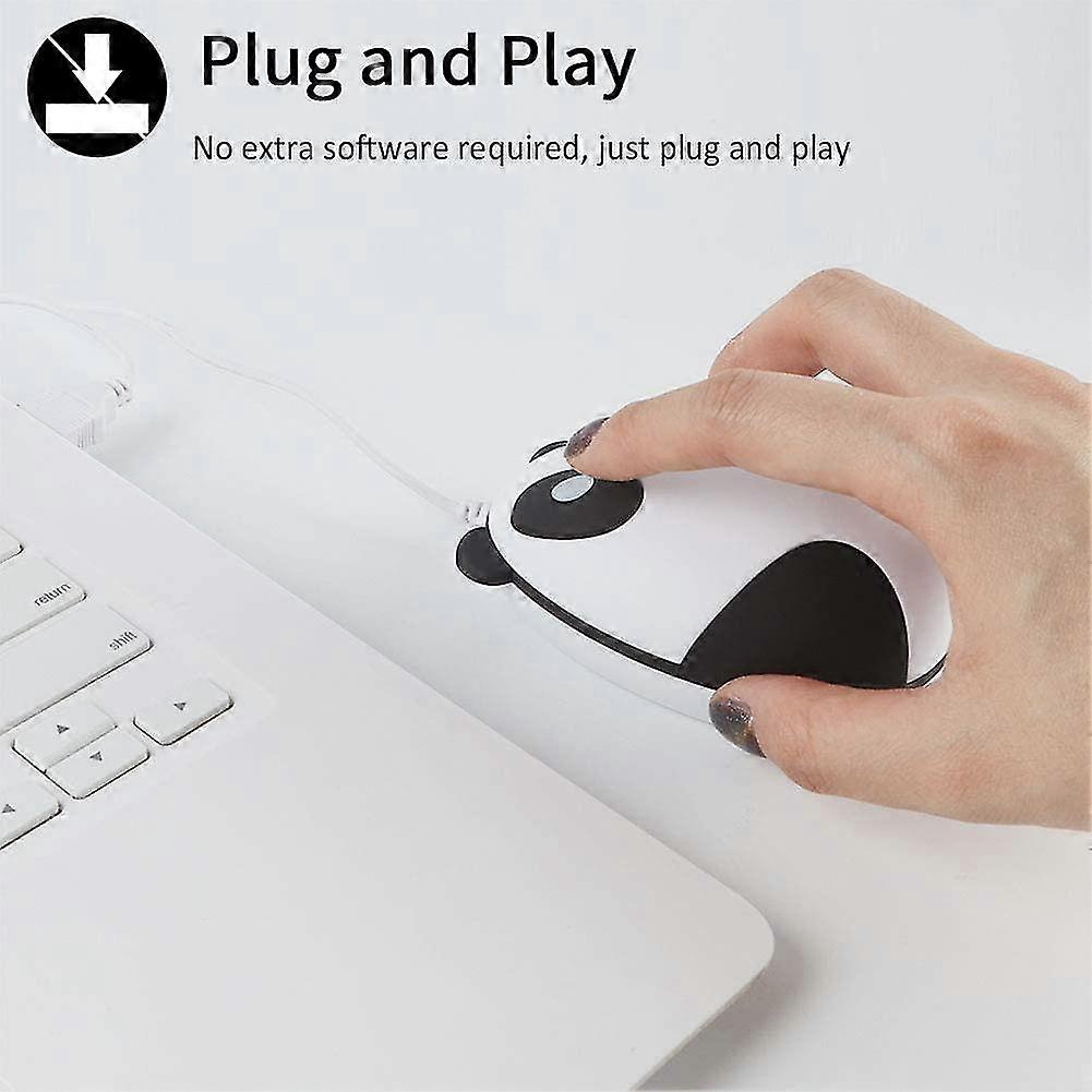 Panda Shaped Wired Mouse Super Cute Animal Series Cartoon Mini Portable ...