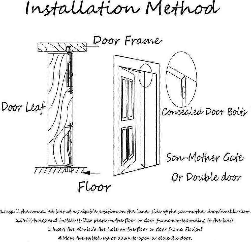 2 Pieces Door Flush Bolt, Concealed Door Bolt, Concealed Door Latch ...