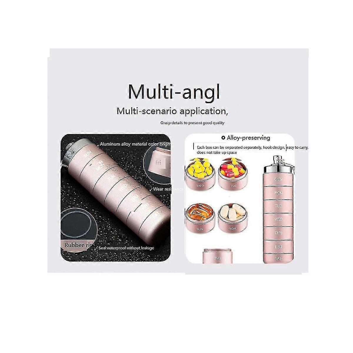 Metal Weekly,stackable Waterproof Travel Pill Box,pill Case Container,7 ...