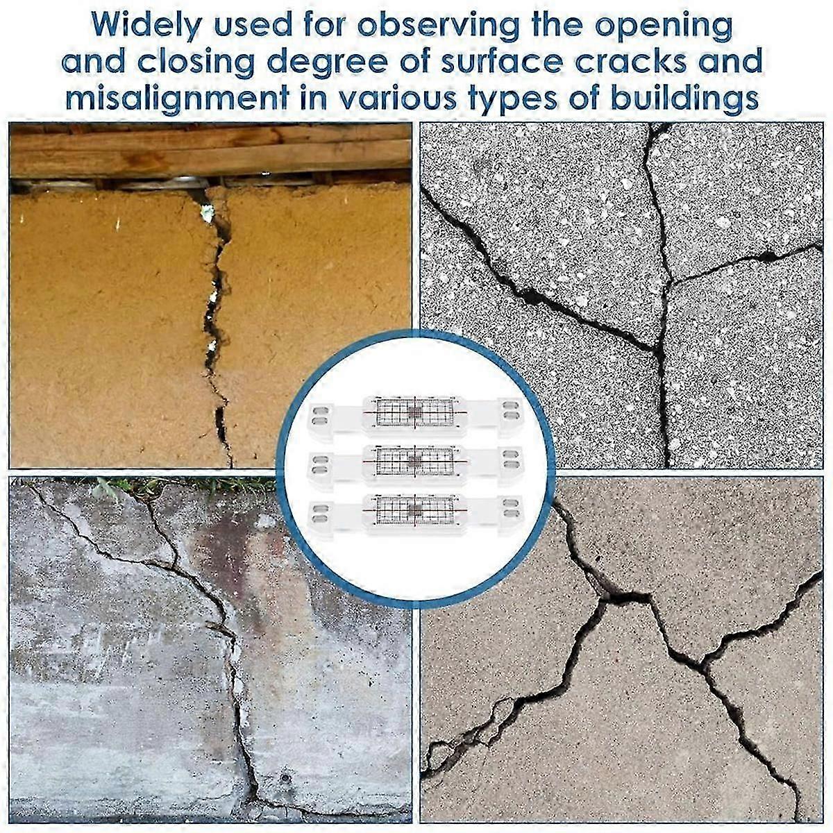 3 Pcs Crack Monitoring Record, Acrylic Corner Tell-Tale Monitor,Tell ...