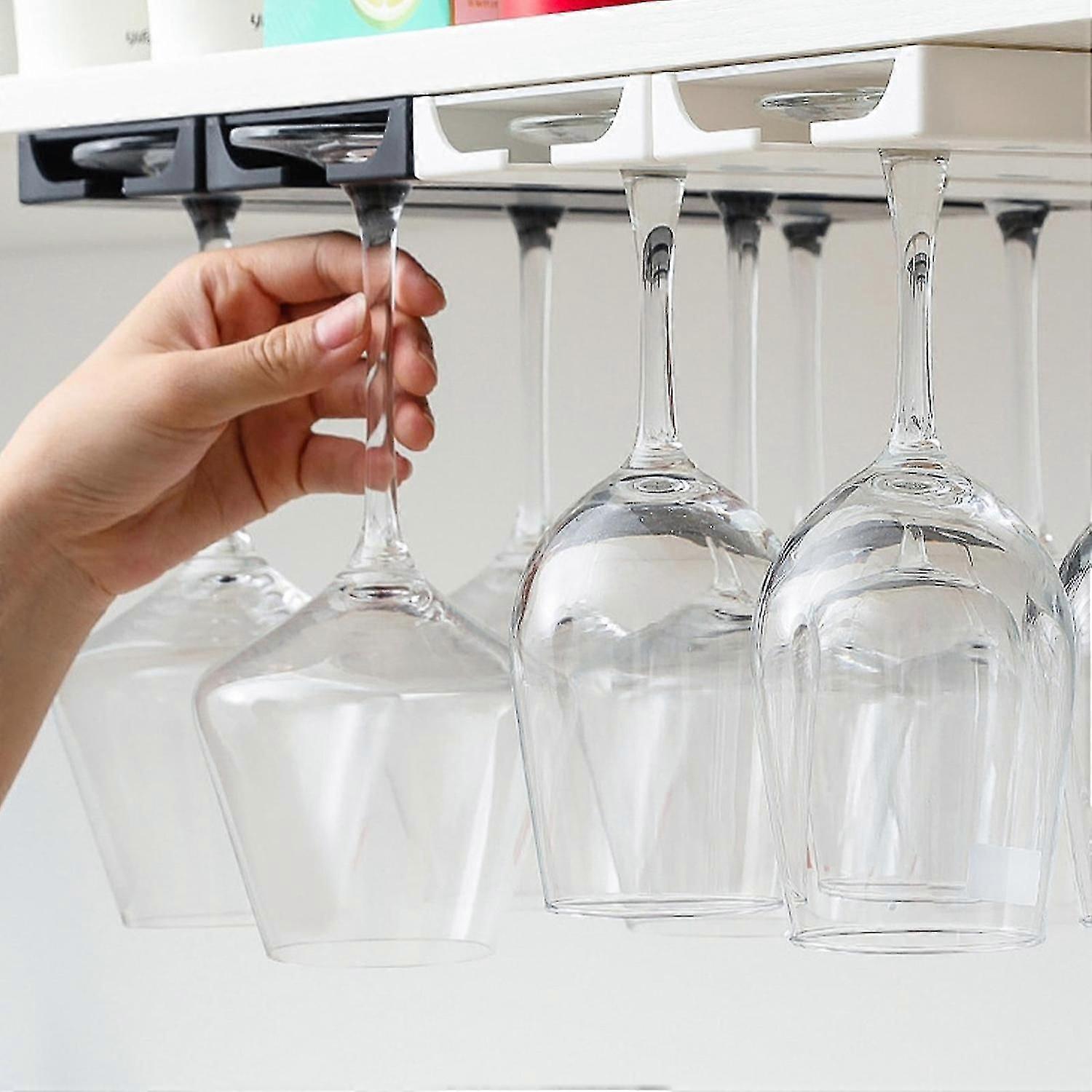 Wine Glass Rack, No Drilling Wine Glasses Holder Under Shelf & Cabinet ...