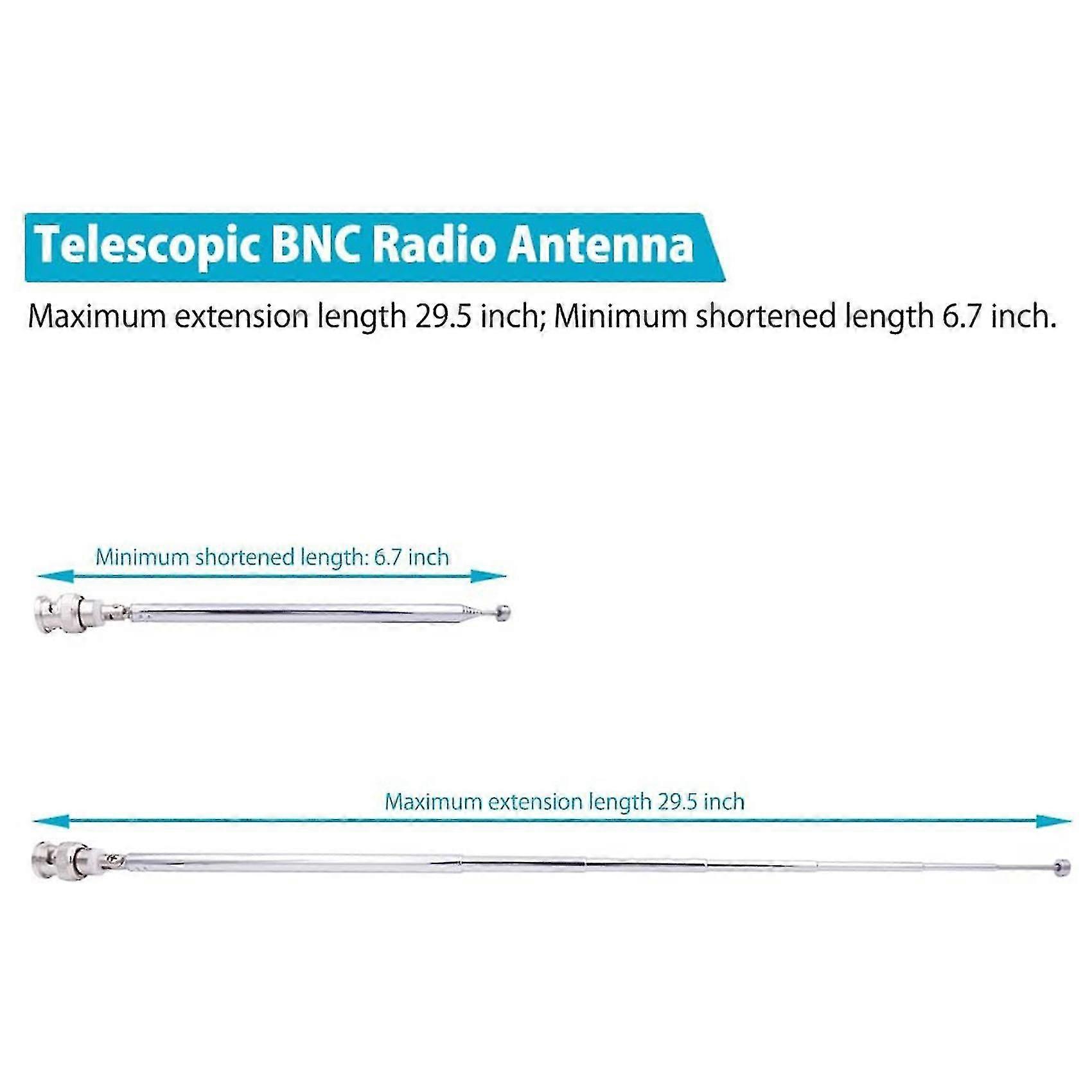 (2 Pack) Bnc Radio Antenna With Bnc Male Plug Jack Connector Adapter ...