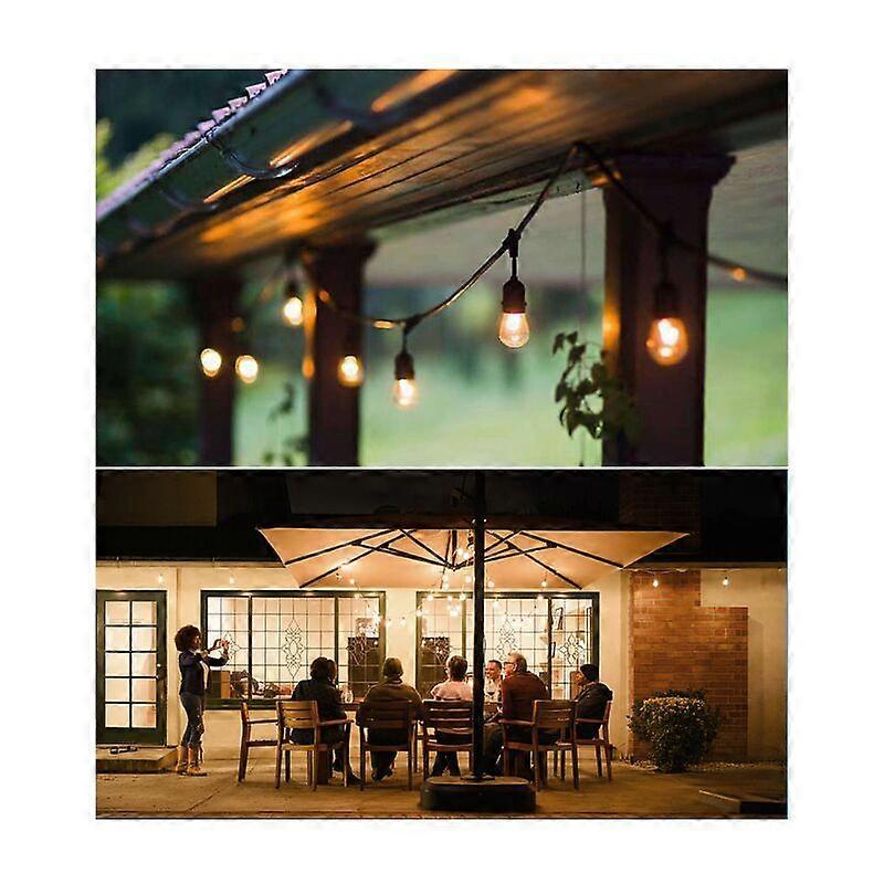 Black outdoor light string with 20 E27 sockets, round cable, light ...