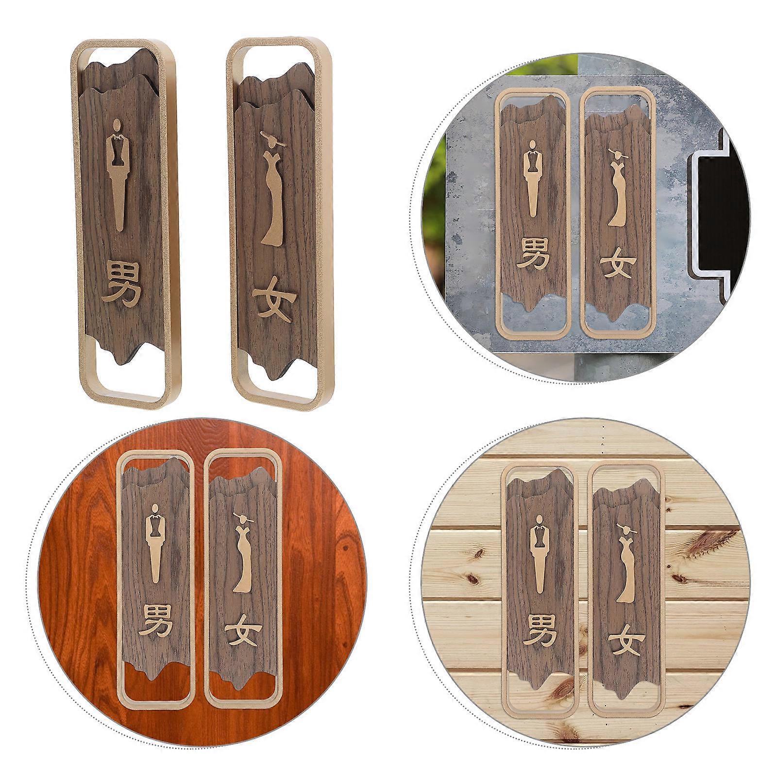 Rustic Restroom Identification Sign 8 Pcs Wooden Toilet Door Sign For ...