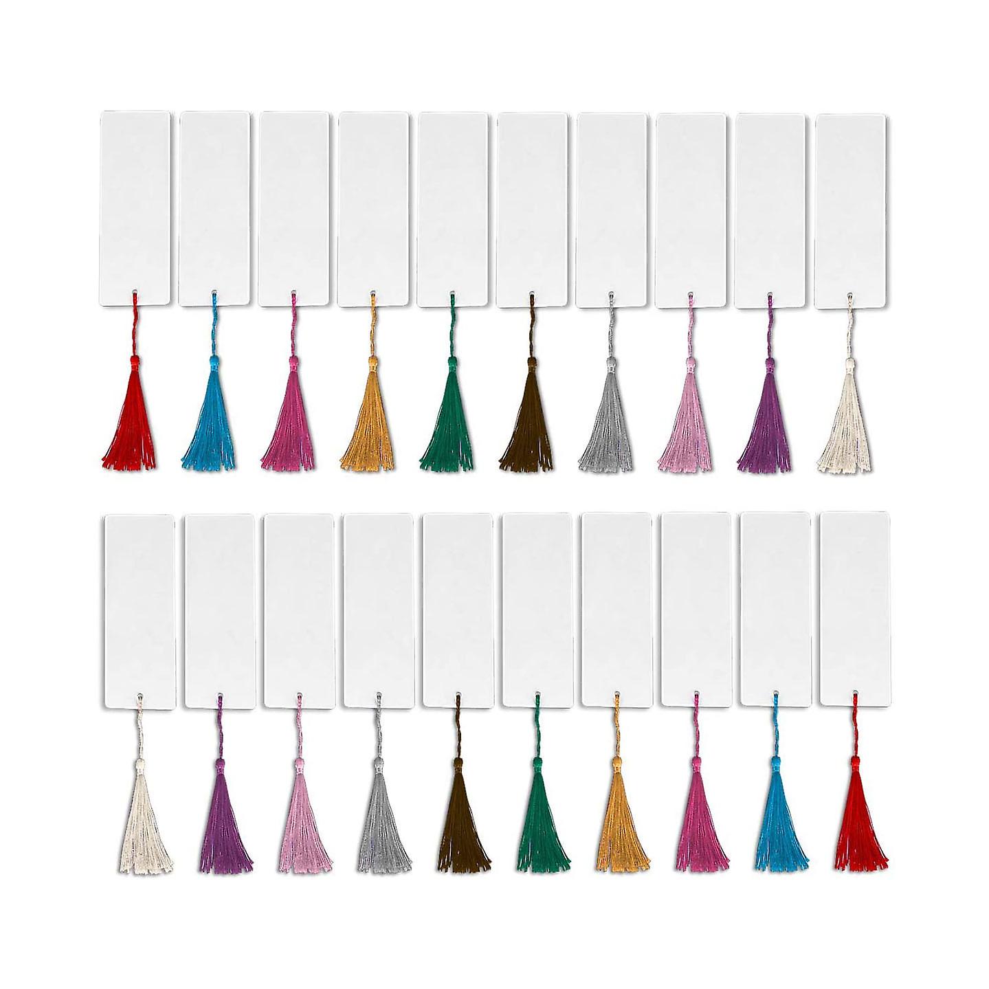 48 Pcs Paper Bookmarks Blank Cardstock Book Marks with Colorful Tassels ...