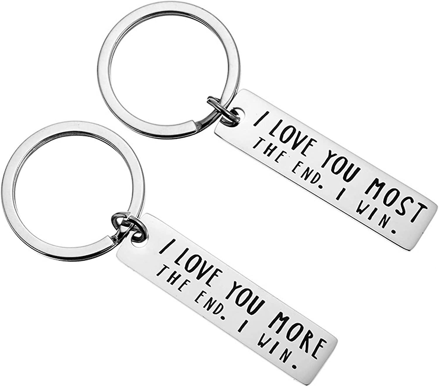 Heytea 2pcs Couple Keychains, I Love You More I Love You Most Key Rings ...