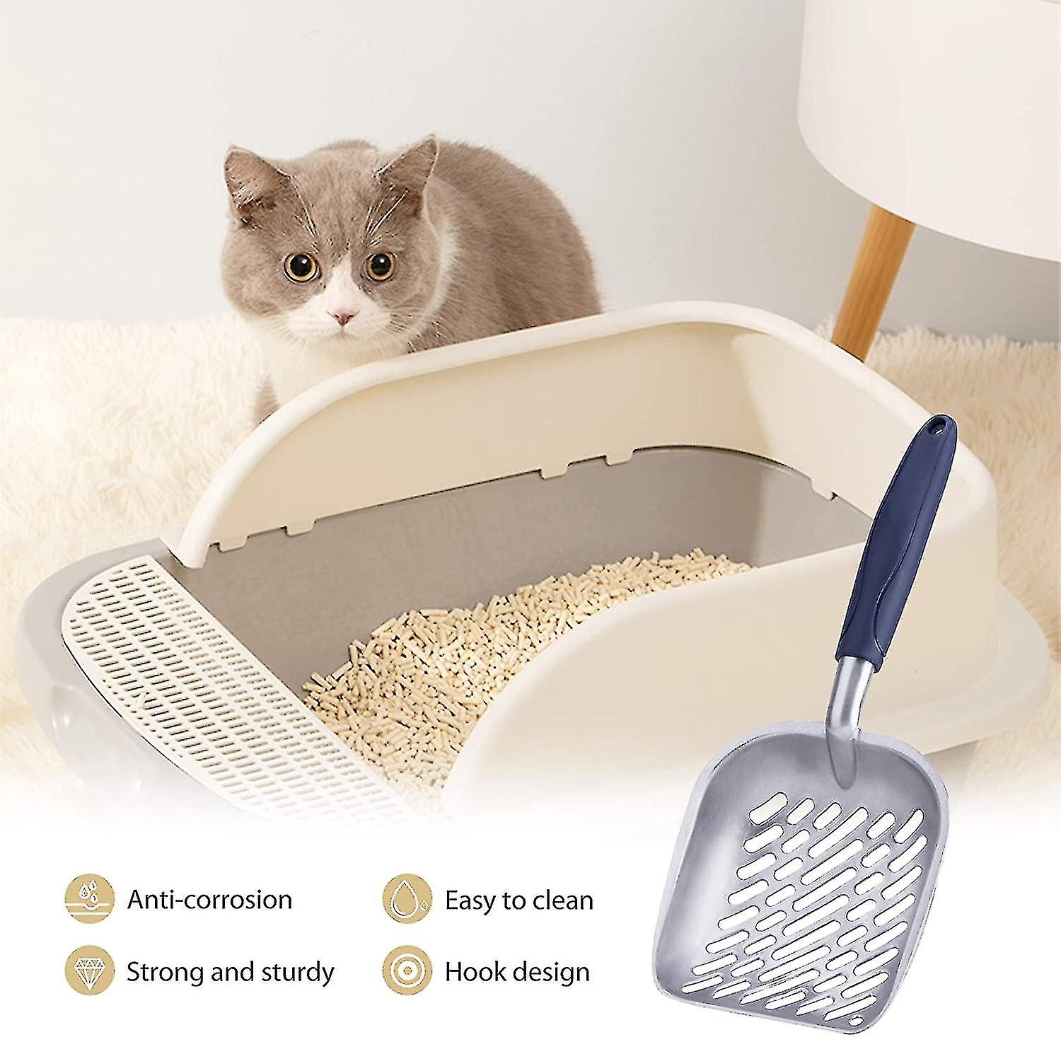 Cat Litter Scooper, Durable Metal Litter Scoop, Blue Handle Large Cat ...