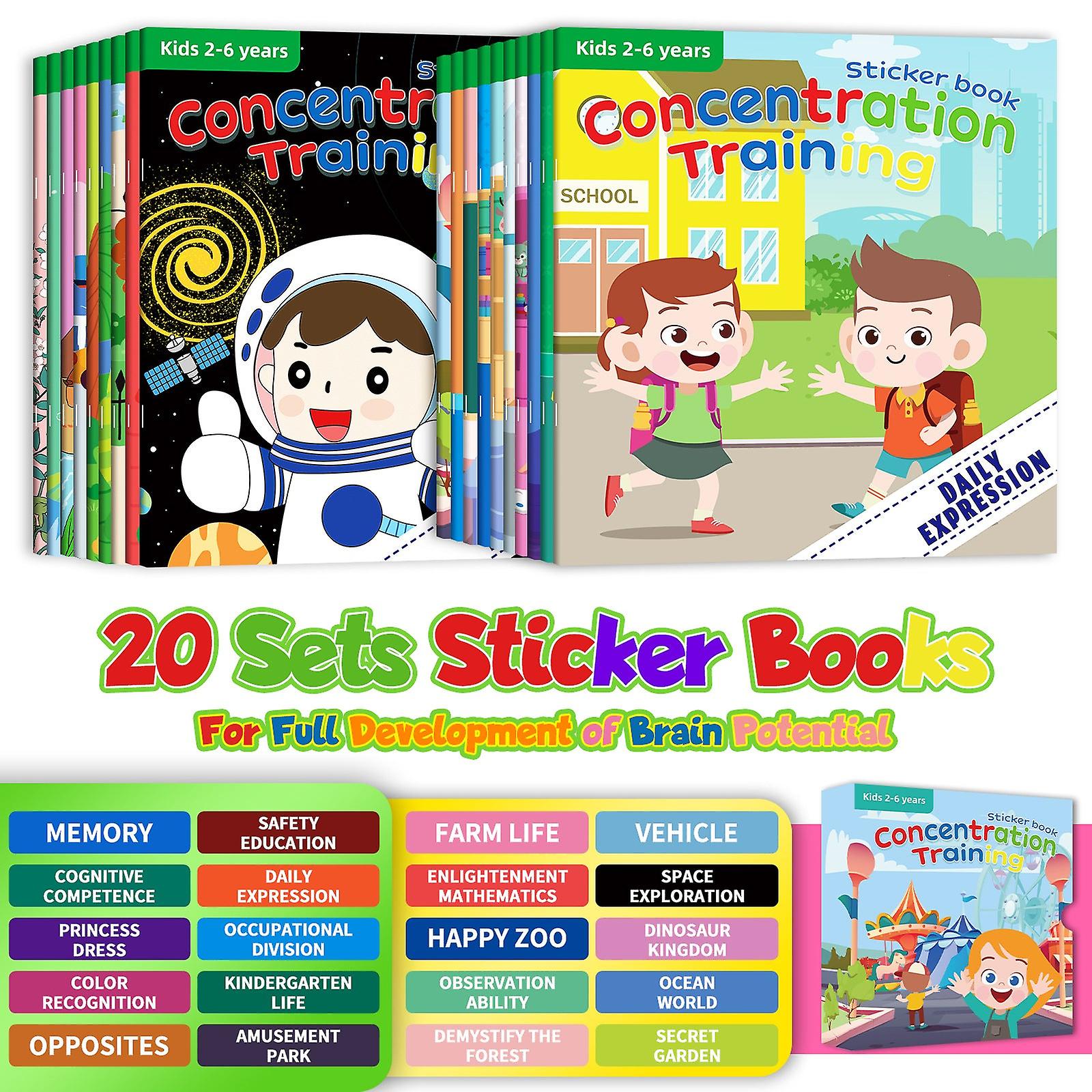 20 Volumes Sticker Book Concentration Potential Development Stickers ...