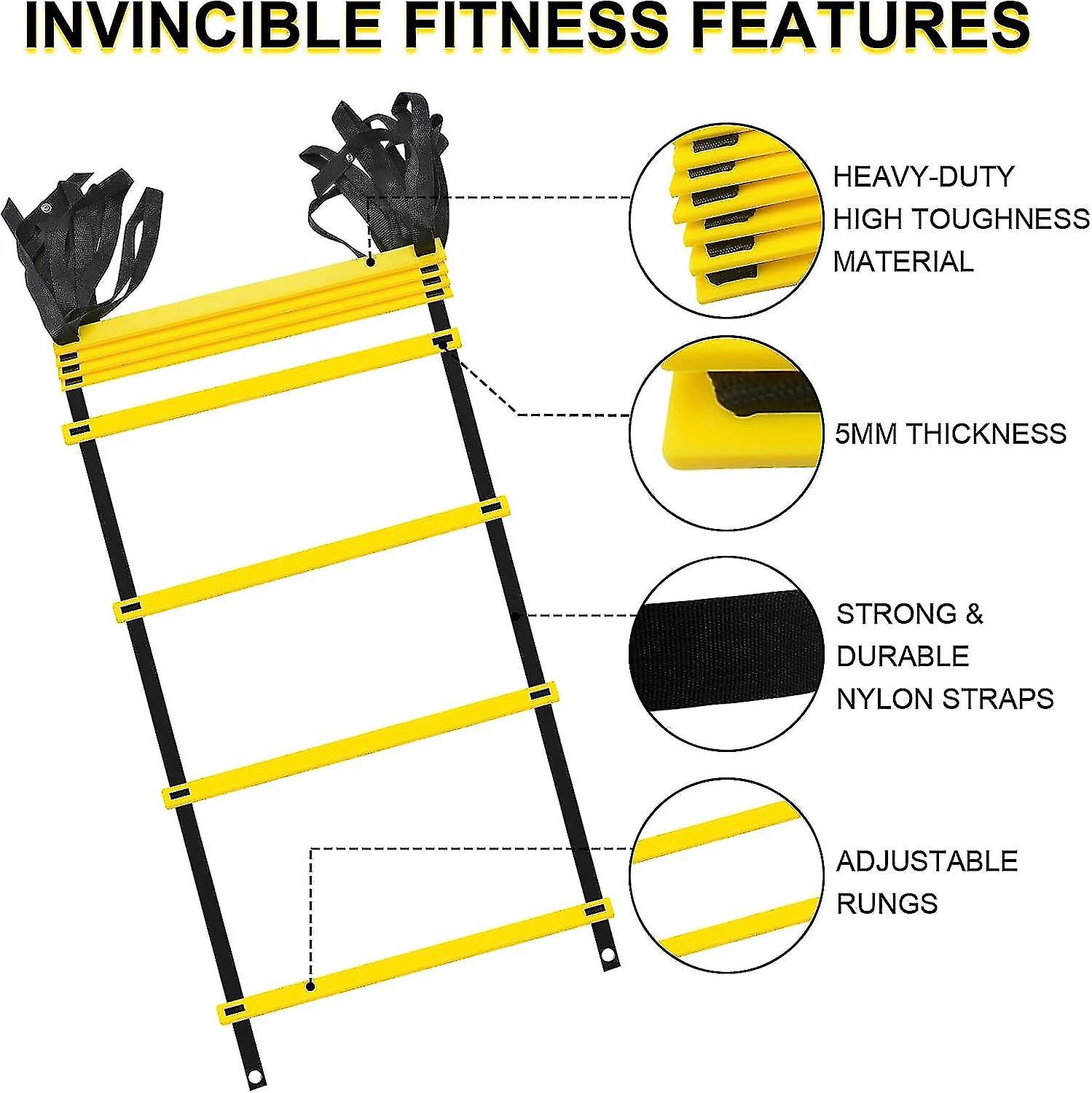 6M 20ft Training Ladder Agility Speed Training Ladder 12 Rungs Fitness ...