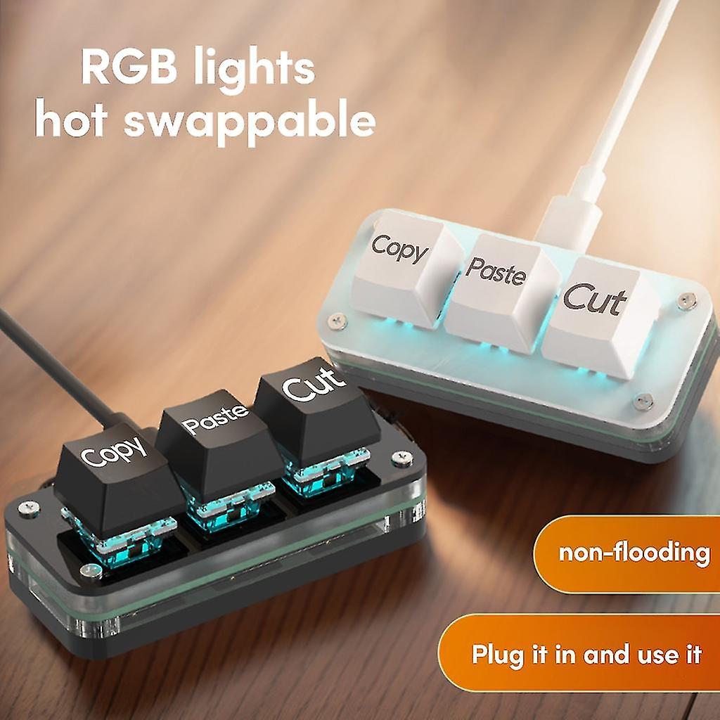 RGB 3 Keys Mini Keypad Programming Macro Keyboard Type-C Customize Gaming Mechanical Keyboard ...