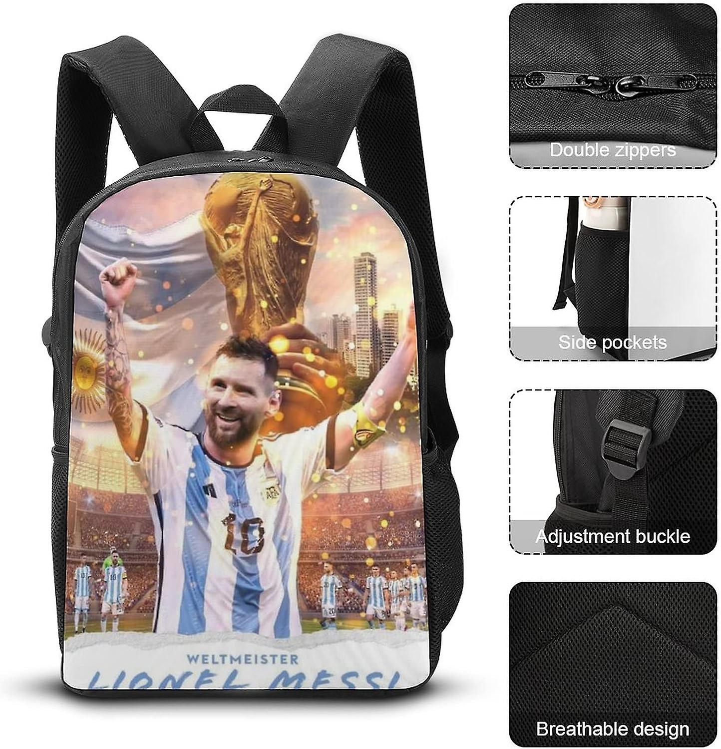 GENBAK Messi Kids Backpacks Football Player School Bags for Secondary ...