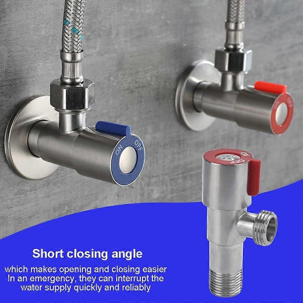 2 PCS 304 Stainless Steel Tap Angle Valve Metal Angle Control Valve ...