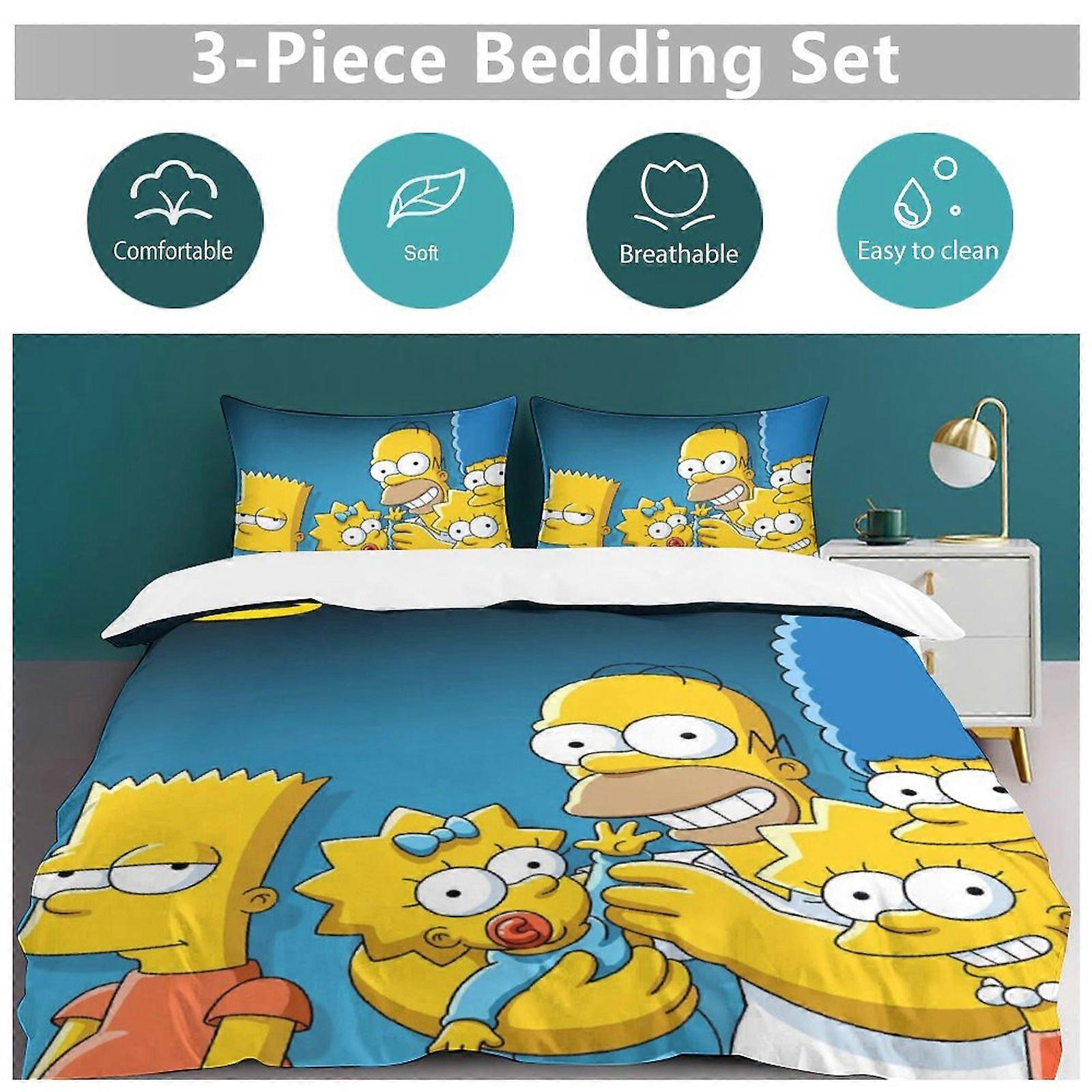 x267 The Simpsons 3-Piece Bedding Set Warm And Comfortable Soft Duvet ...