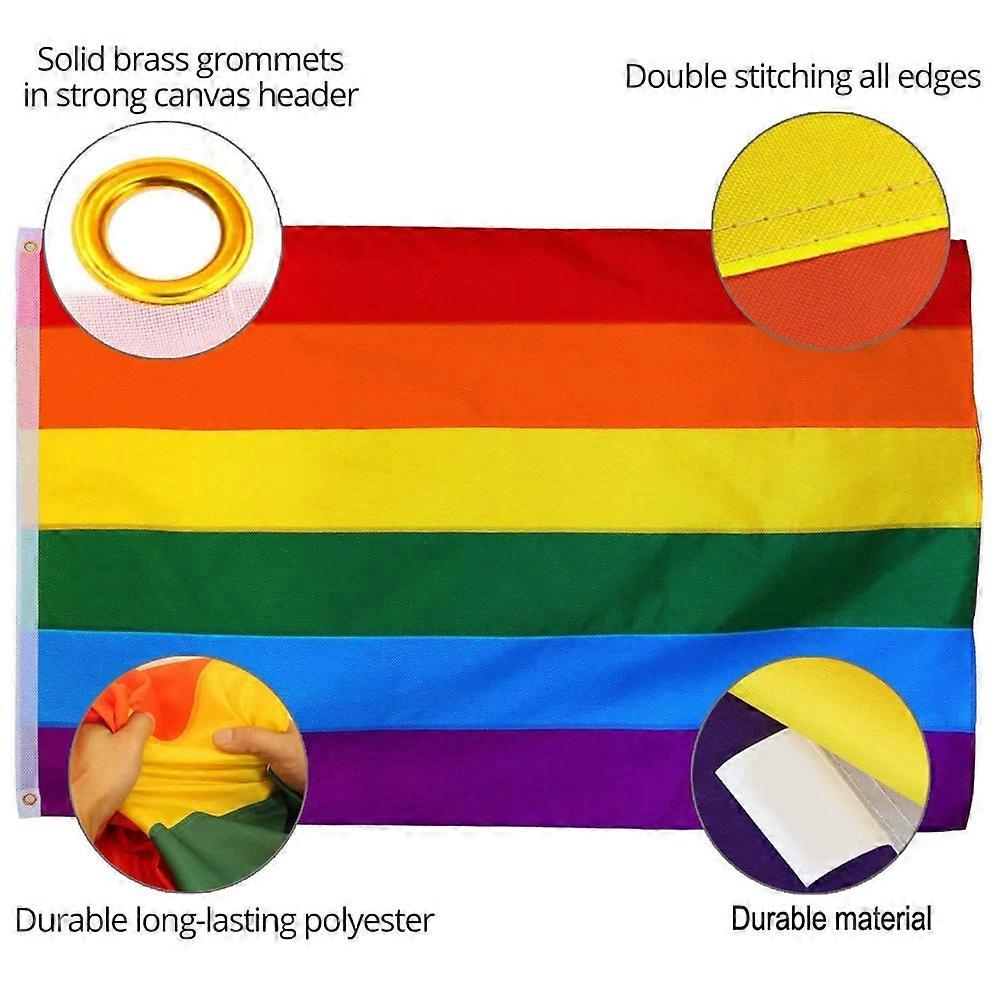 new2Pack Rainbow Pride Flag 2x3 Outdoor-LGBTQ Flags Pride Flag Sewn Stripes Vivid Color Heavy ...