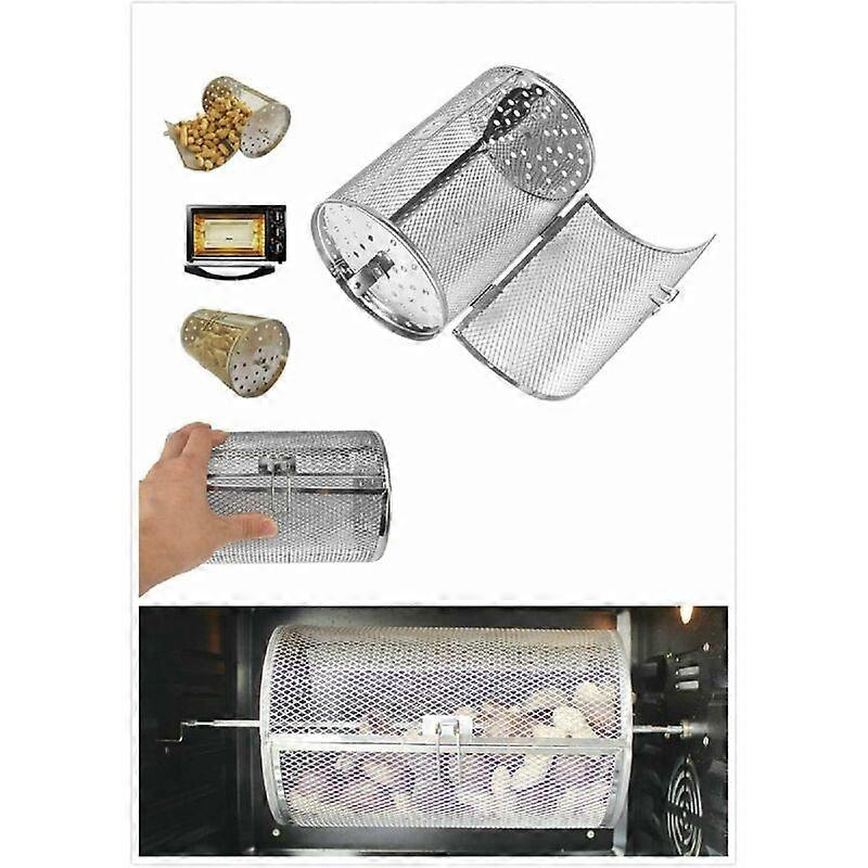 1218cm Stainless Steel Grill Basket, Rotisserie Rotating Basket Oven ...