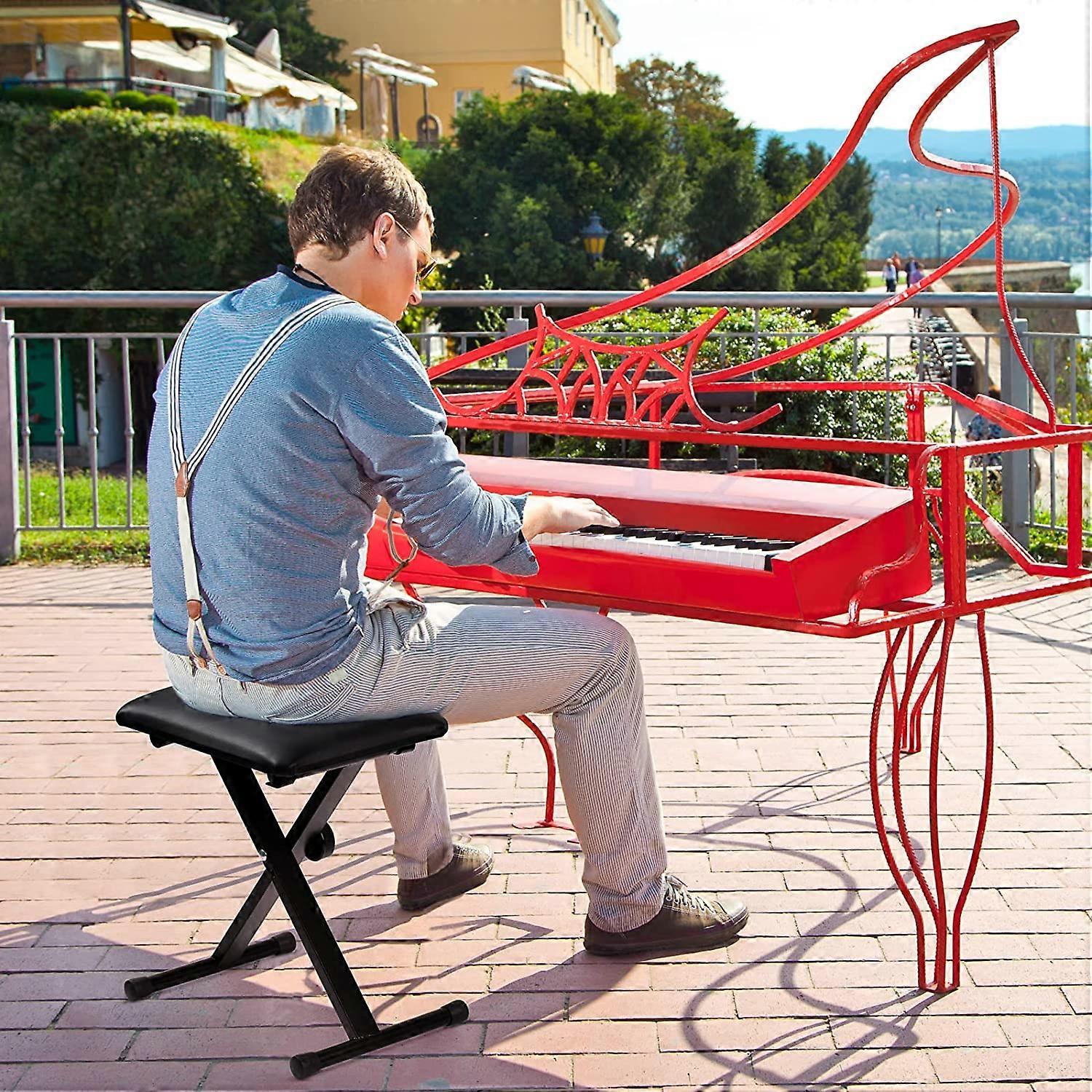 Piano Bench Height Adjustable Foldable Piano Stool, X-Shaped Piano Seat ...