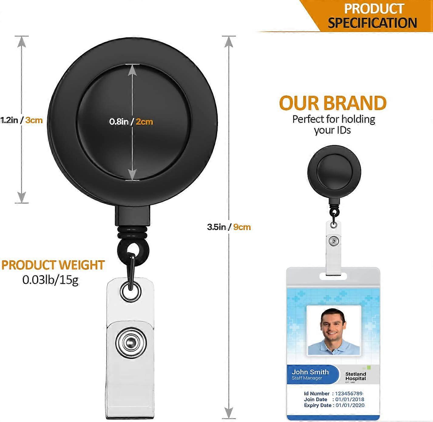 10 Pack Badge Reels Retractable with Swivel Alligator Clip ...