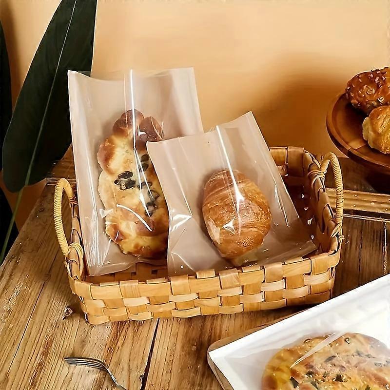 100pcs Bakery Bags With Window, Heat-Sealable Brown Bakery Bags, Ches ...