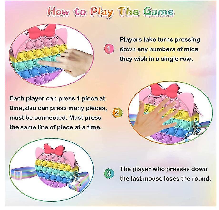 Push Pop Fidget Toy Pendant Bag,Kids Silicone Bubble Messenger Bag With ...