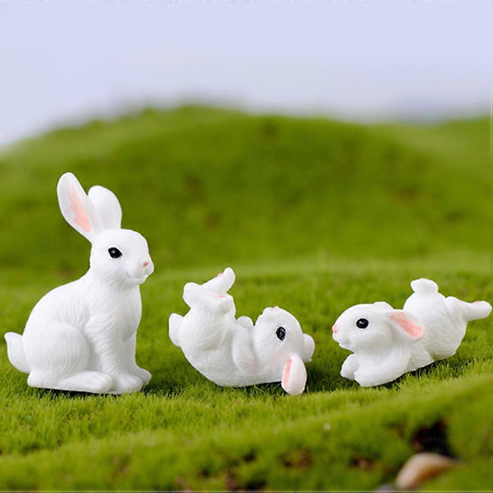 8PCS Resin Mini Rabbit Adornment Micro Landscape Ornament Rabbit Craft ...