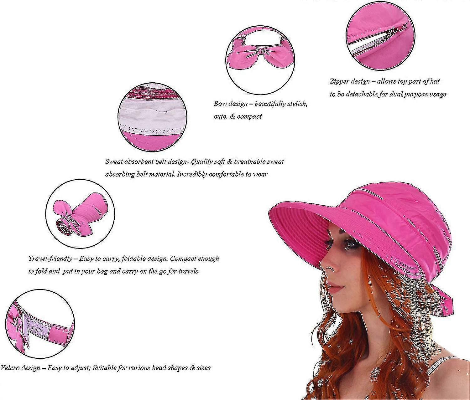 Hats For Women Upf 50+ Uv Sun Protective Convertible Beach Visor Hat ...