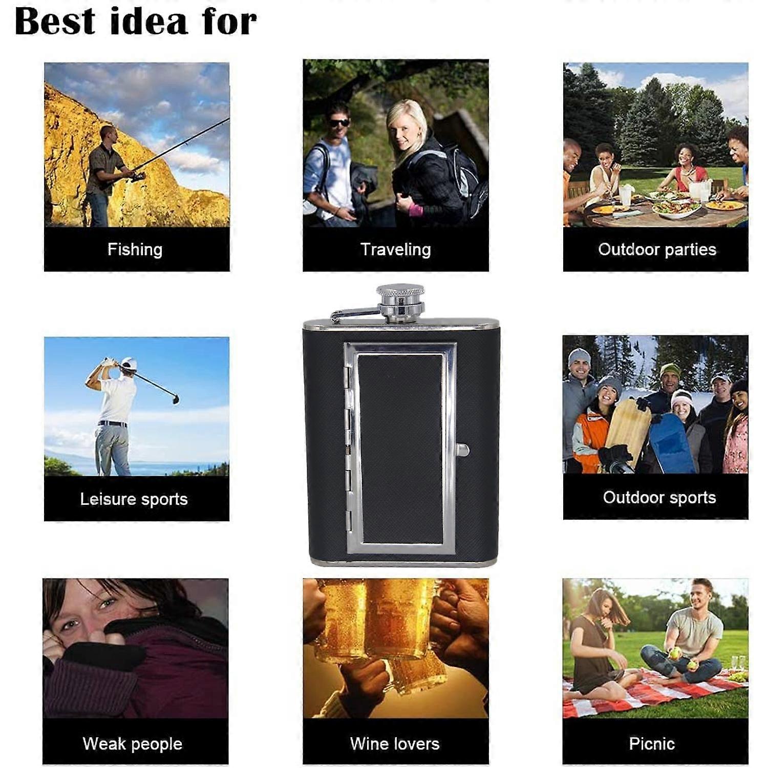 Stainless Steel Hip Flask, Leak-proof Hidden Flask with Cigarette Case ...