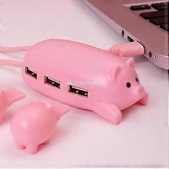 Cartoon Pink Pig 3 Port USB 2.0 Hub Splitter for Laptop USB Hub 2.0 ...