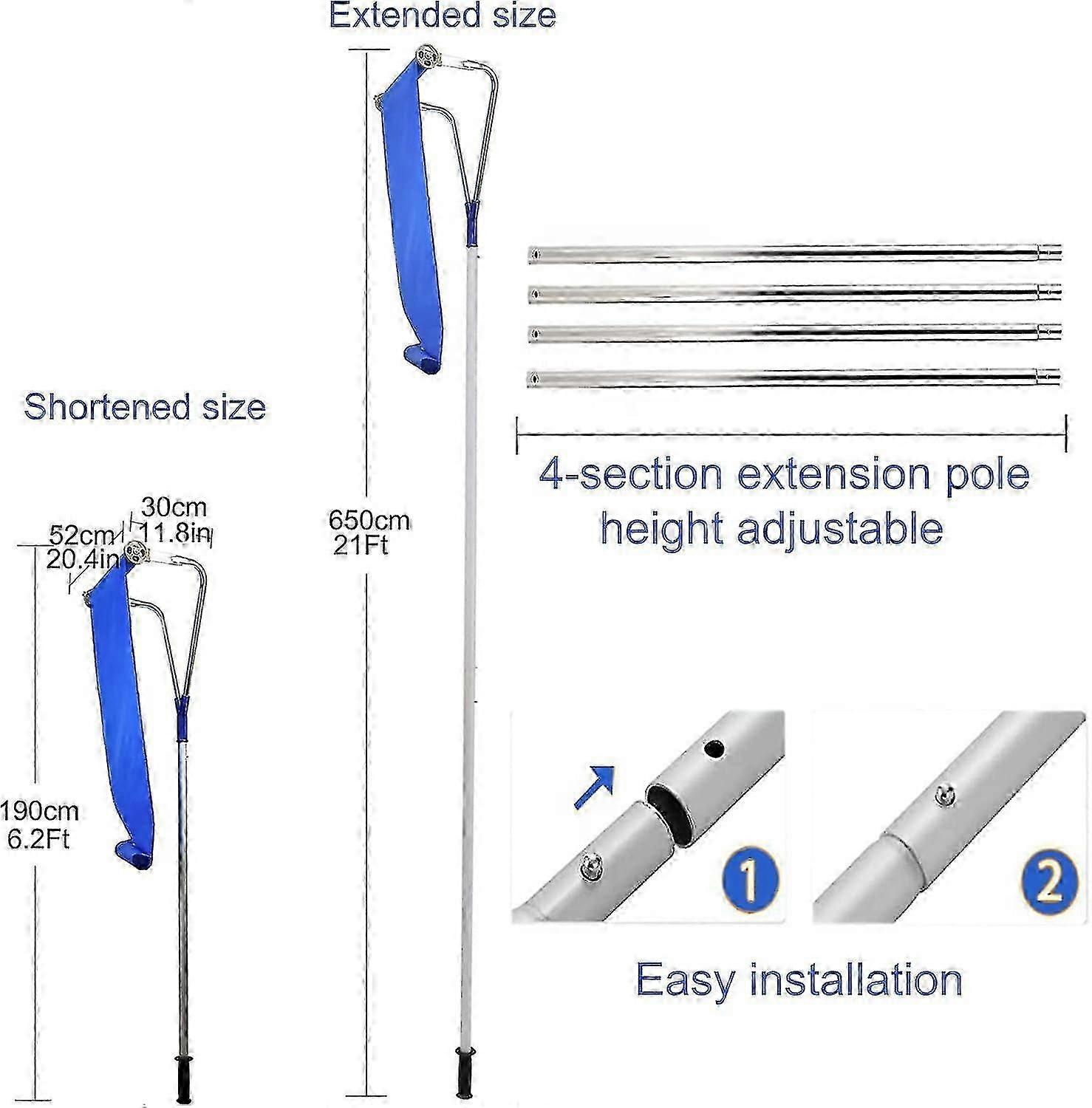 Snow Roof Rake 21ft, Aluminium Snow Shovel Roof Rake With Wheels And ...