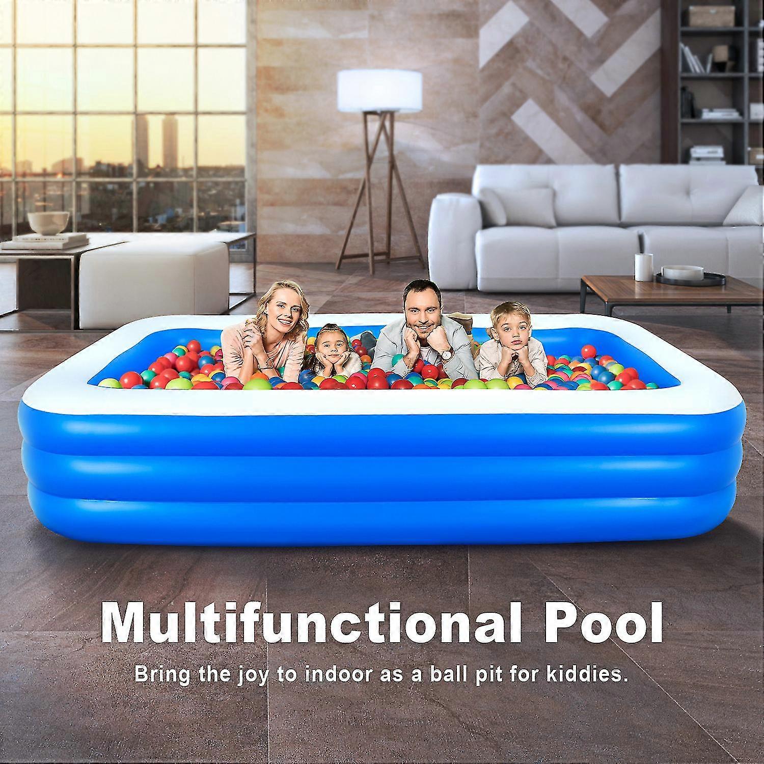 Large Rectangular Children's Paddling Pool, Blue And White 3-tier ...