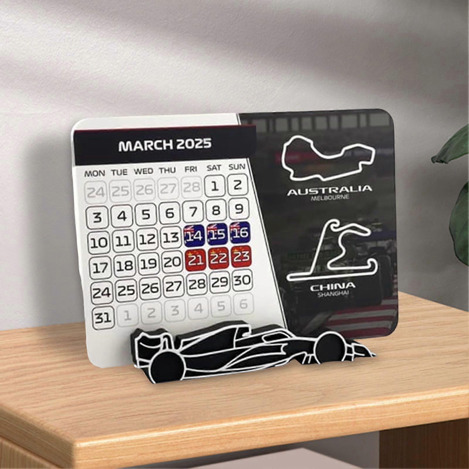2025 Racing Calendar with Car Stand Desktop Calendar Home Office ...