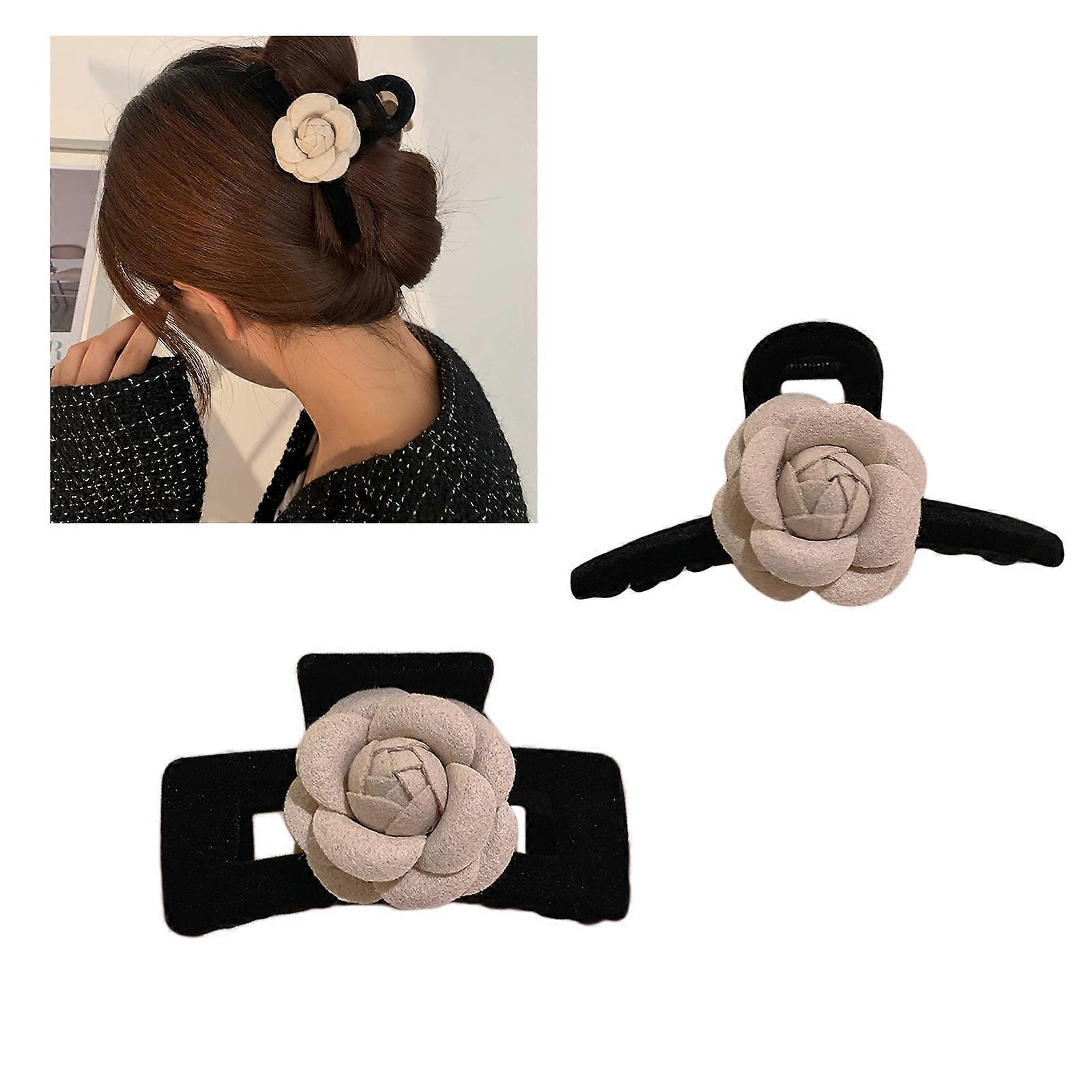 Sweet Style Hair Clip Delicate Camellia Shape Flocking Hair Clip for ...