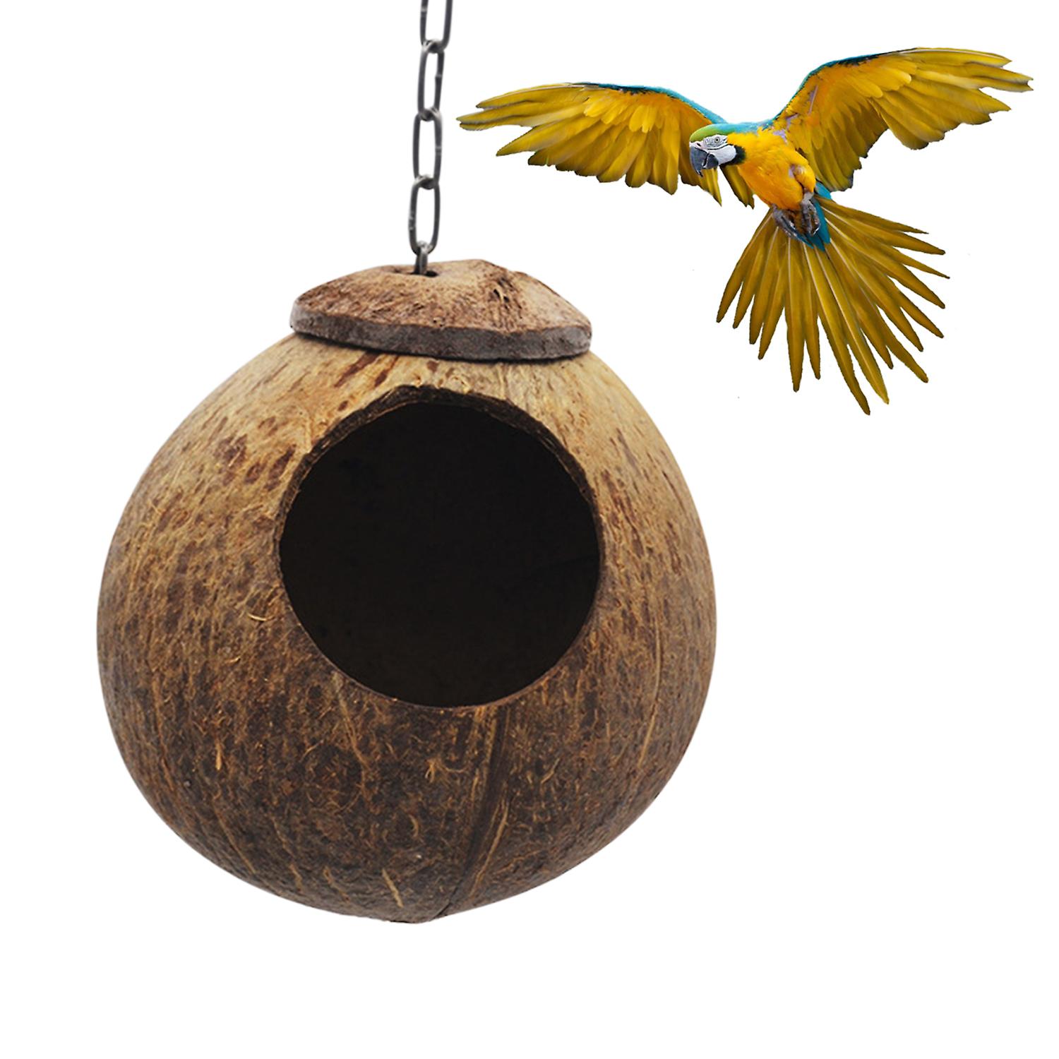 Coconut Bird Hut With Opening Coco Shell Bird House For Small To Medium ...