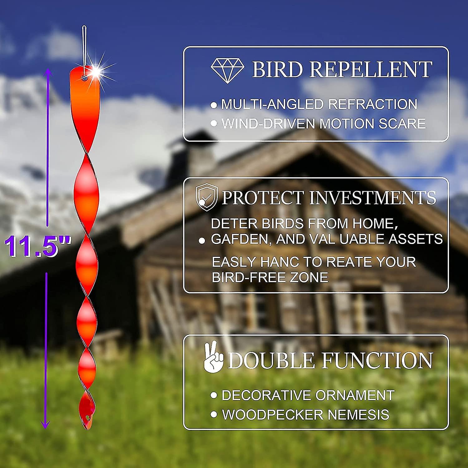 30 Pack Bird Repellent Reflectors Scare Rods, Hanging Colorful Plastic ...