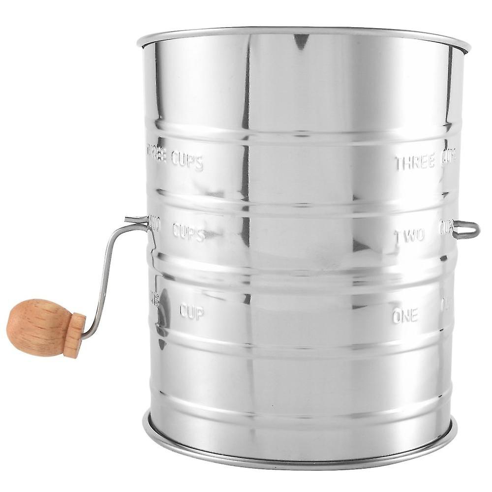 3 Cup Stainless Steel Flour Sifter - Fine Mesh Rotary Hand Crank Flour ...