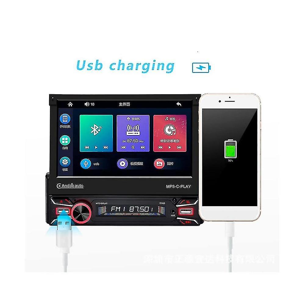 1din Car Stereo Wireless Carplay Android Auto 7in Electric Flip Out ...