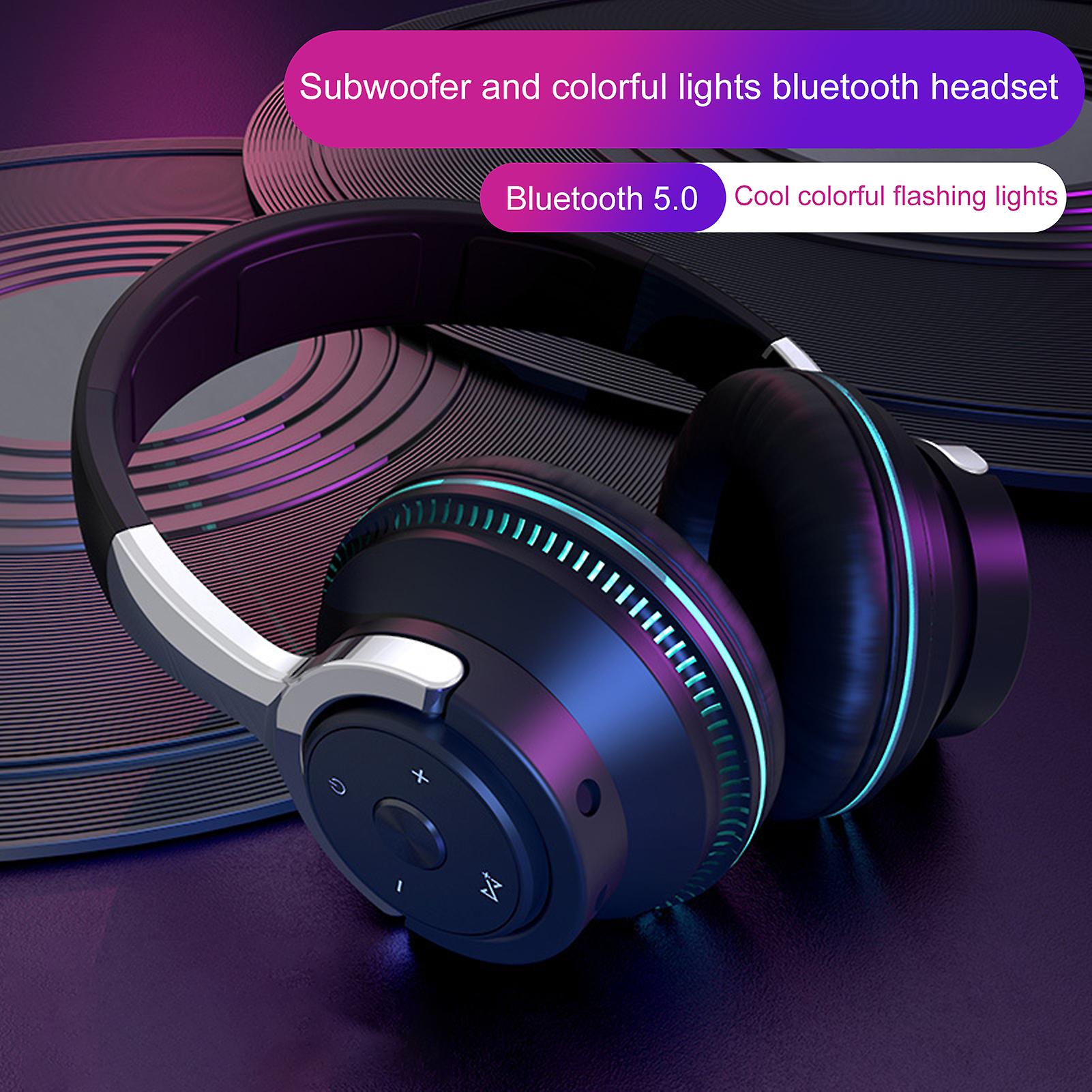 H2 Bluetooth-compatible 5.1 Headphone Colorful LED Lights Portable ...