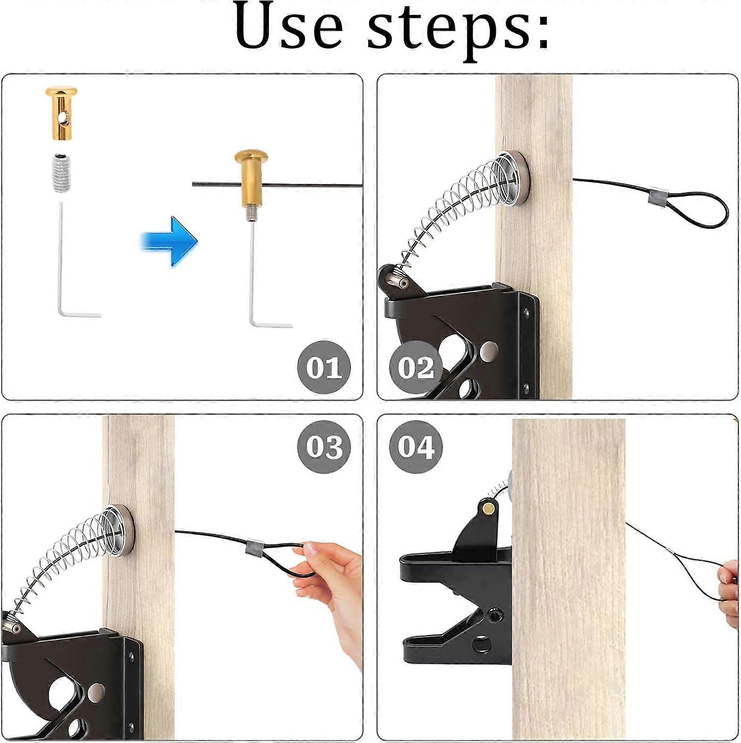 Gate Latch Cable Pull - Black Spring Loaded Adjustable Latch 2"-6" for ...