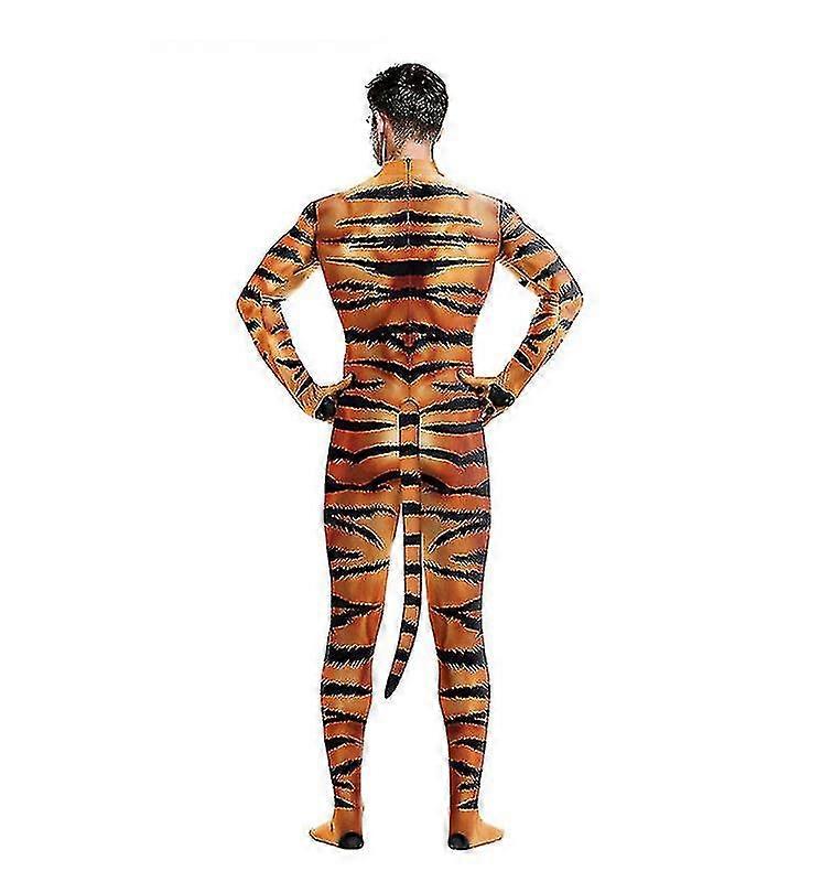 Men's Tiger 3d Printed Jumpsuit Animal Cosplay Halloween Disguise ...