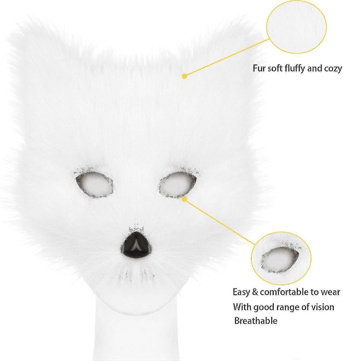 Faux Fur Fox Cat Costume Set Plush Mask Fluffy Paw Gloves | Fruugo UK