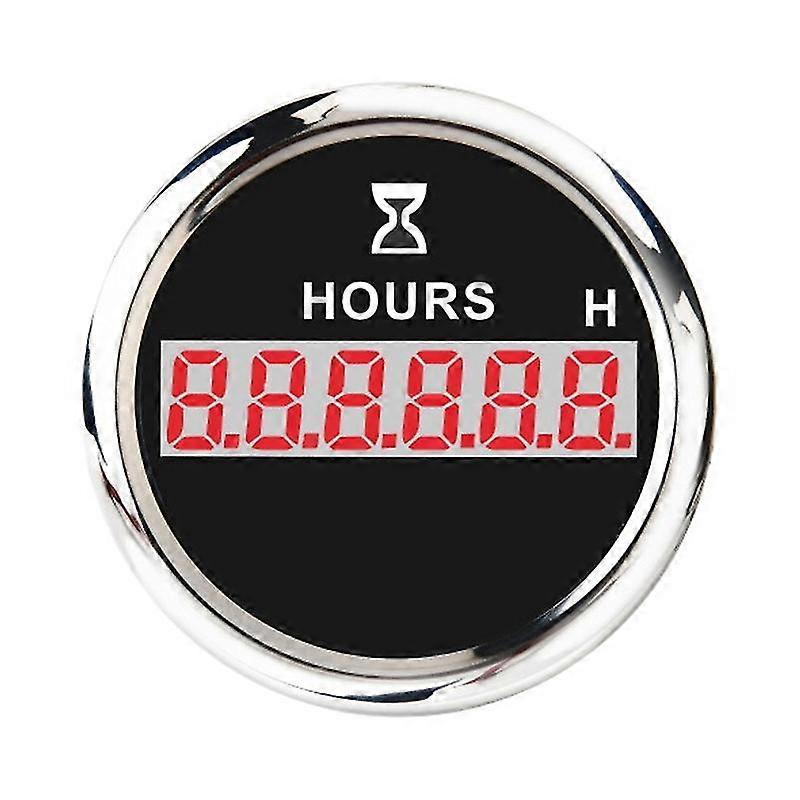 52mm Digital Hour Meter Gauge 0-99999.9H Universal Stainless Steel Hour Meter Indicator Red ...