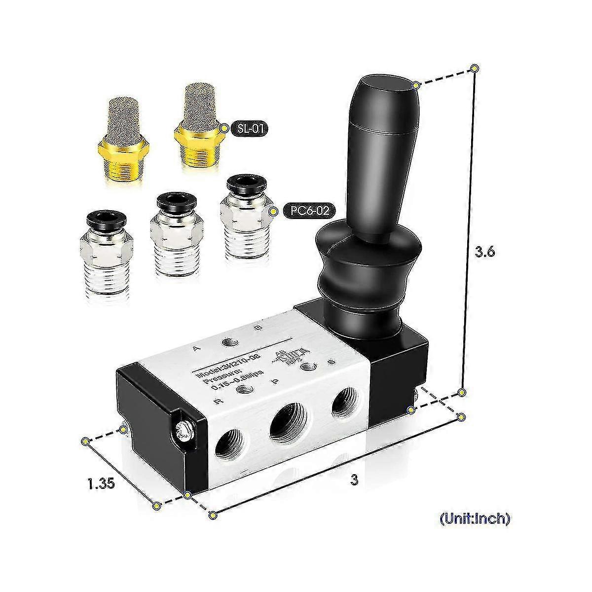 1/4inch Npt 5 Way 3 Position Air Hand Lever Operated Valve Pneumatic Solenoid Valve Manual ...