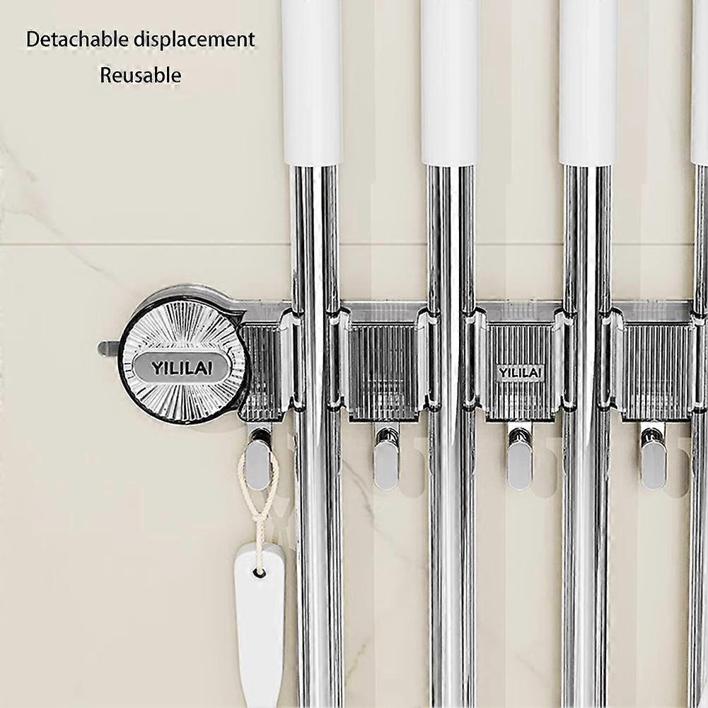 Suction Mop Clip for 4 Brooms/Mop Anti-Slip Moveable Wall Hanging Clip ...