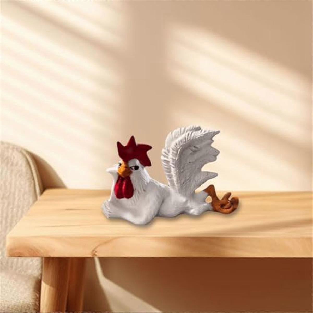 Chicken Rooster Decor Statue, Small Resin Cocks Figurine Sculpture ...