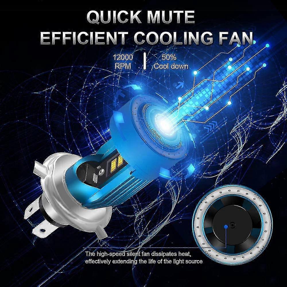 H4 Hs1 Led Motorcycle Headlight Bulb With Blue Angel Eye 9003 Hs1 High/low Led Headlight 12v ...